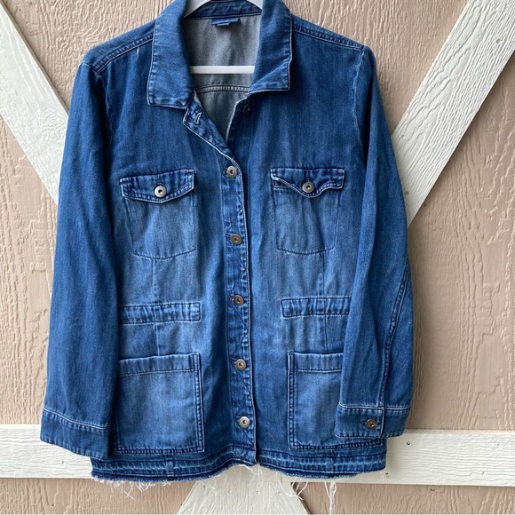 J. Jill | Jackets & Coats | Jjill Womens Petite Medium Blue Denim Chore ...